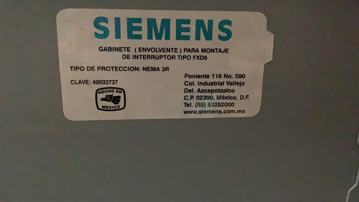 Interruptor en Caja Moldeada Siemens 200A FXD63B200